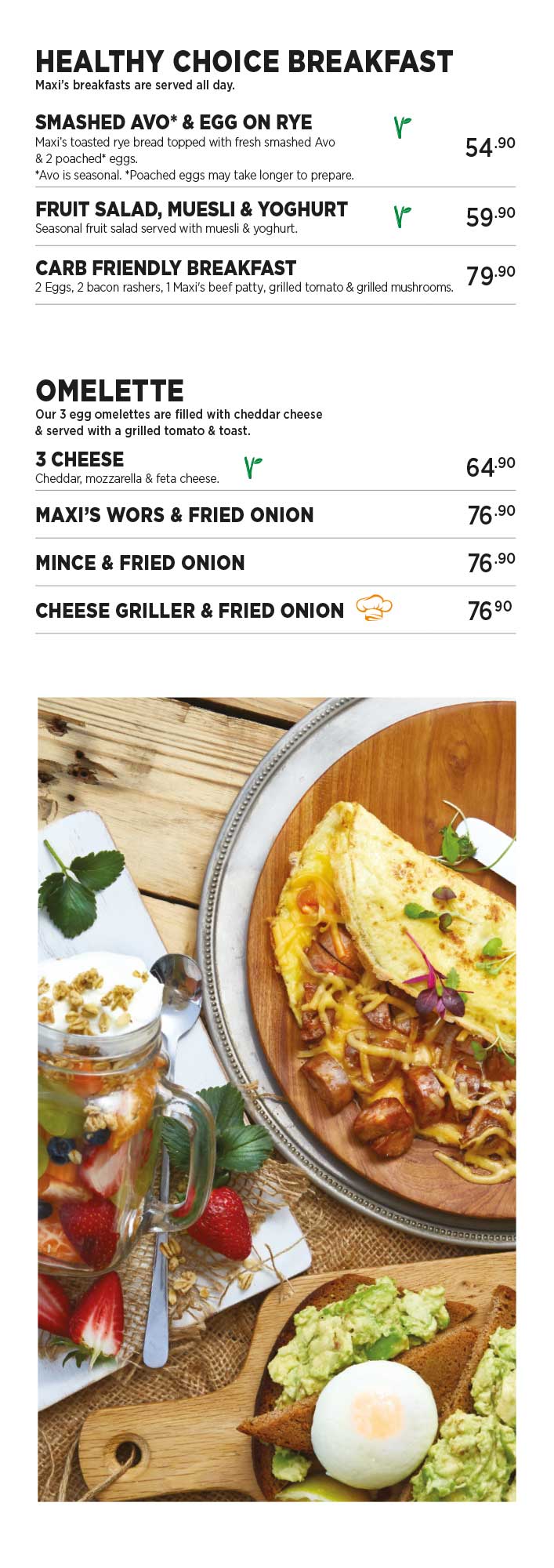 All Day Breakfast Menu - Maxi's Food South Africa