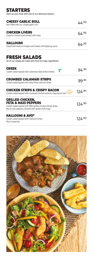 Maxi's Food South Africa - Main Menu